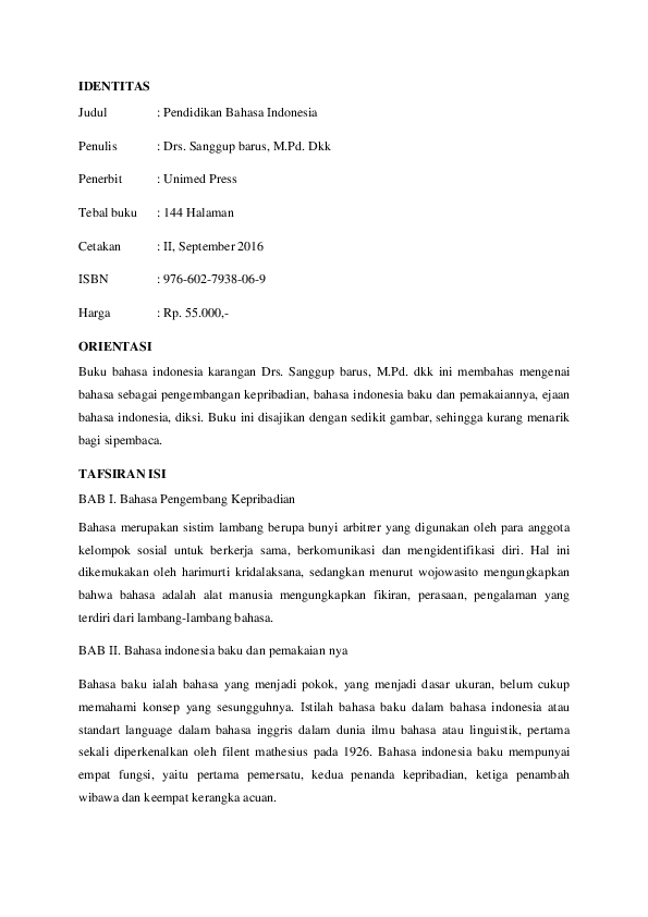 (DOC) ULASAN BUKU BAHASA INDONESIAeka
