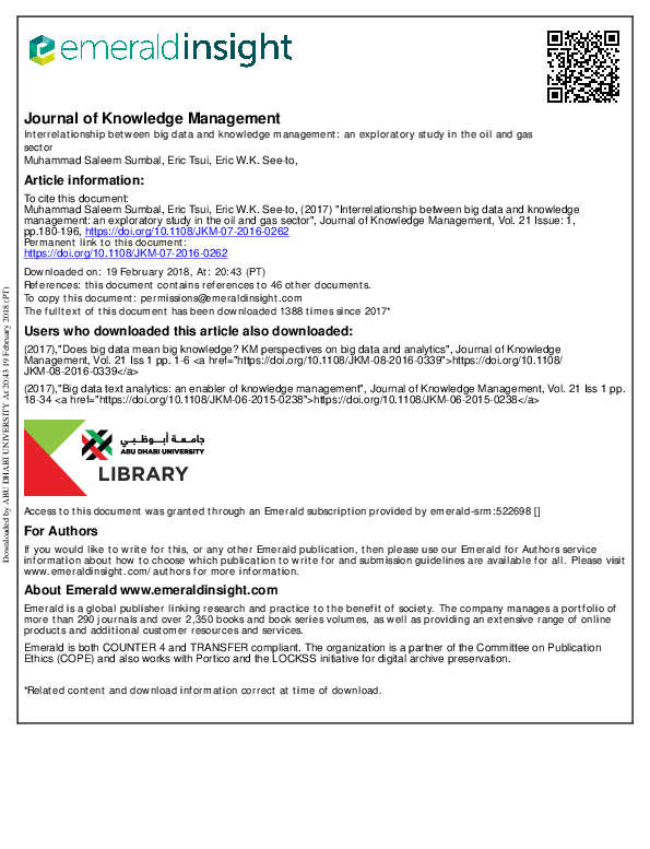 (PDF) Journal of Knowledge Management Article information