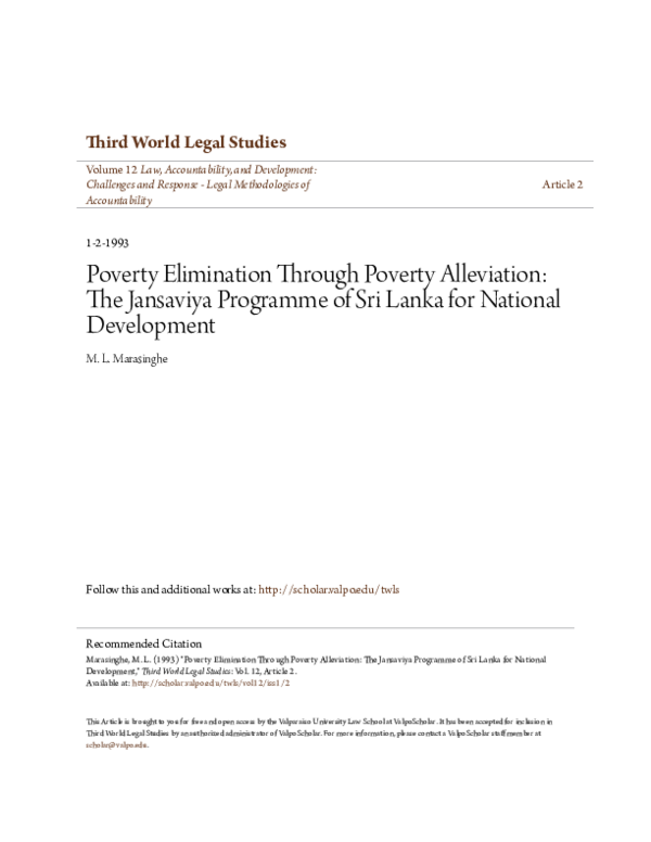 (PDF) Third World Legal Studies Poverty Elimination Through Poverty ...
