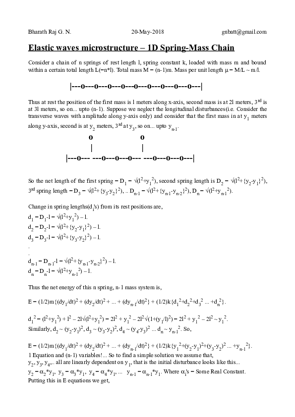 Pdf Elastic Waves Microstructure 1d Spring Mass Chain