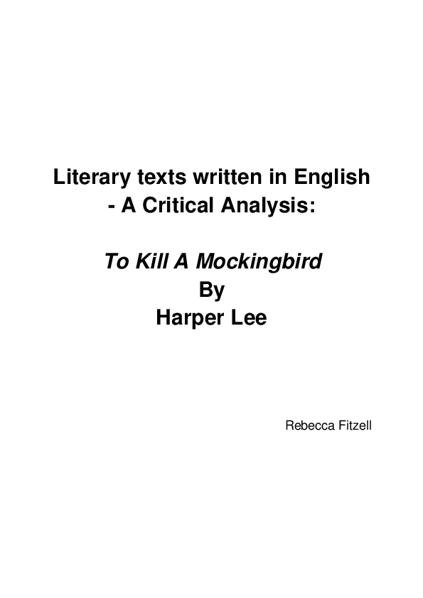 (DOC) Literary texts written in English -A Critical Analysis: To Kill A ...