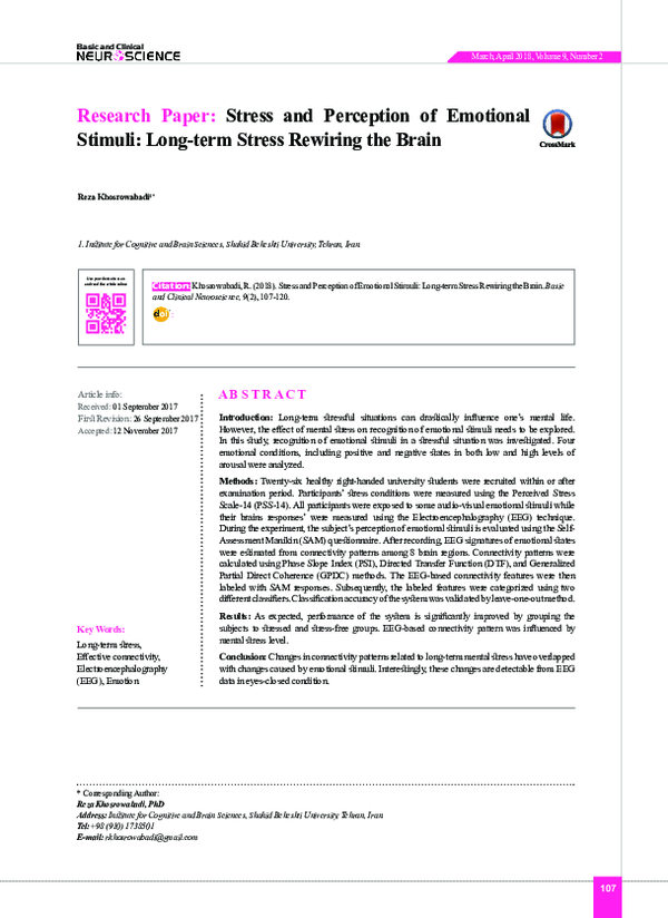 (PDF) Research Paper: Stress and Perception of Emotional Stimuli: Long ...