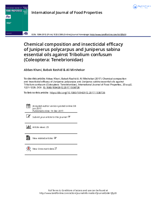 (PDF) International Journal of Food Properties Chemical composition and insecticidal efficacy of ...