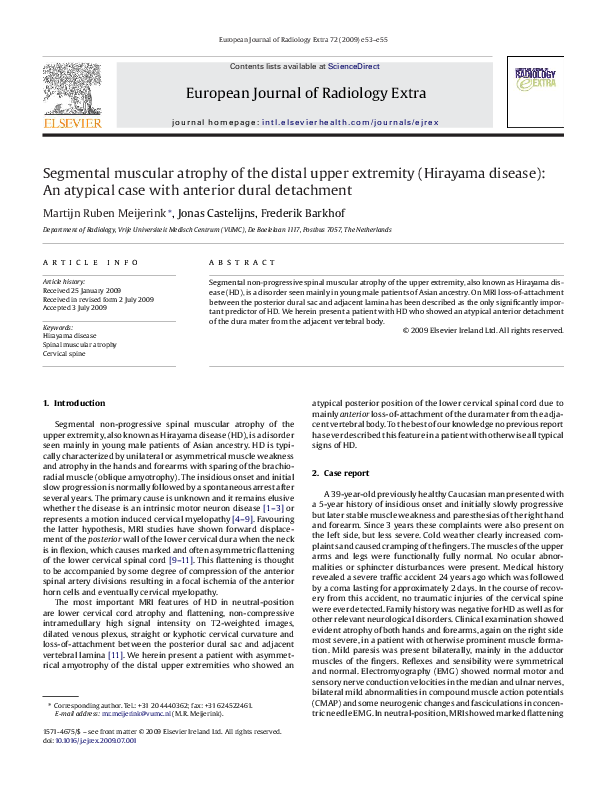 (PDF) Segmental muscular atrophy of the distal upper extremity ...