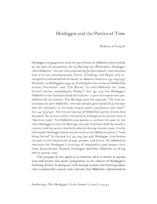 (PDF) Heidegger and the Poetics of Time