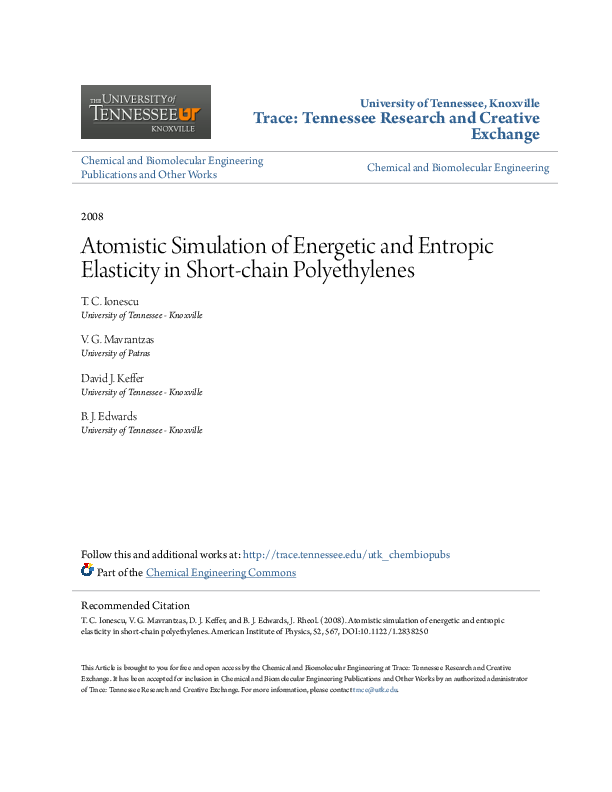Pdf Atomistic Simulation Of Energetic And Entropic Elasticity In Short Chain Polyethylenes