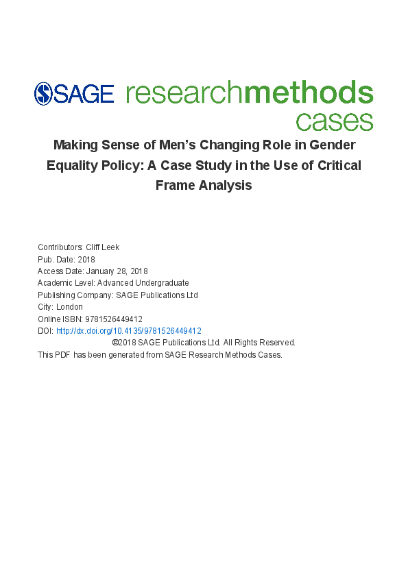 (PDF) Making Sense of Men's Changing Role in Gender Equality Policy: A ...