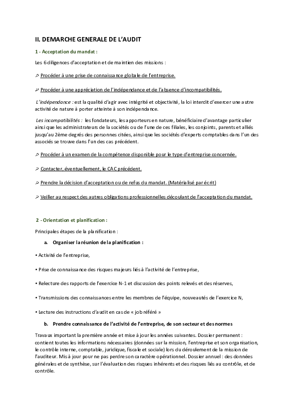 (DOC) II. DEMARCHE GENERALE DE L'AUDIT (DOC) II. DEMARCHE GENERALE DE L'AUDIT
