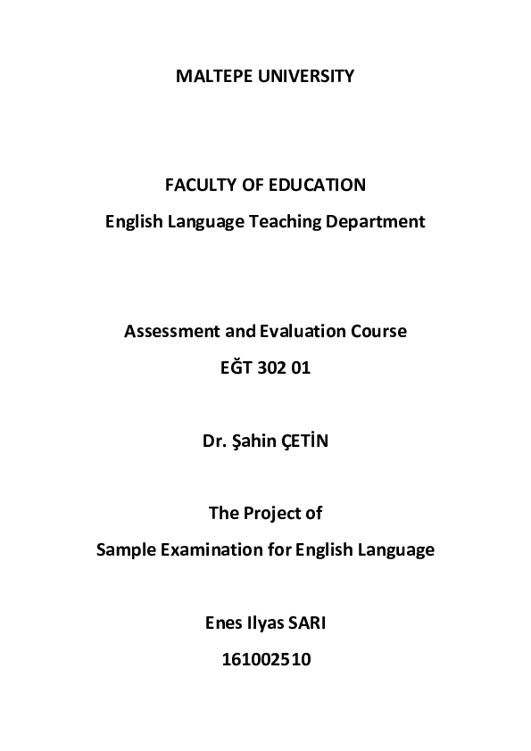 (PDF) A1 Level- Sample Examination for English Language Learners