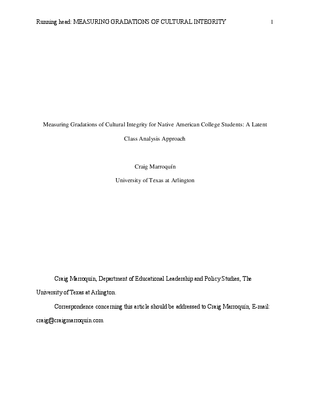 (PDF) Measuring Gradations of Cultural Integrity for Native American ...