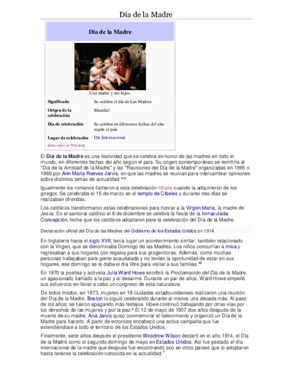 (DOC) Día de la Madre Día de la Madre