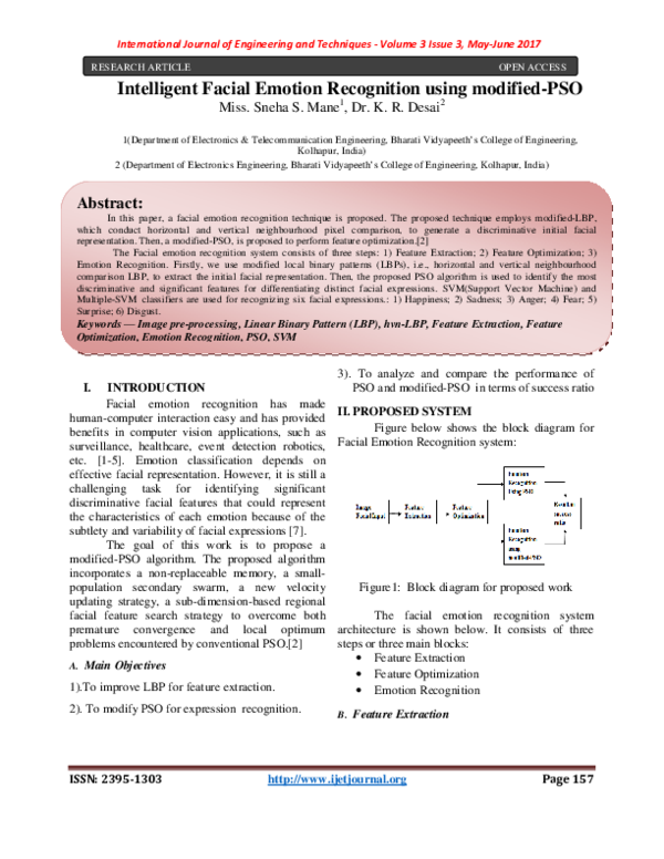 (PDF) Intelligent Facial Emotion Recognition using modified-PSO | International Research Group ...