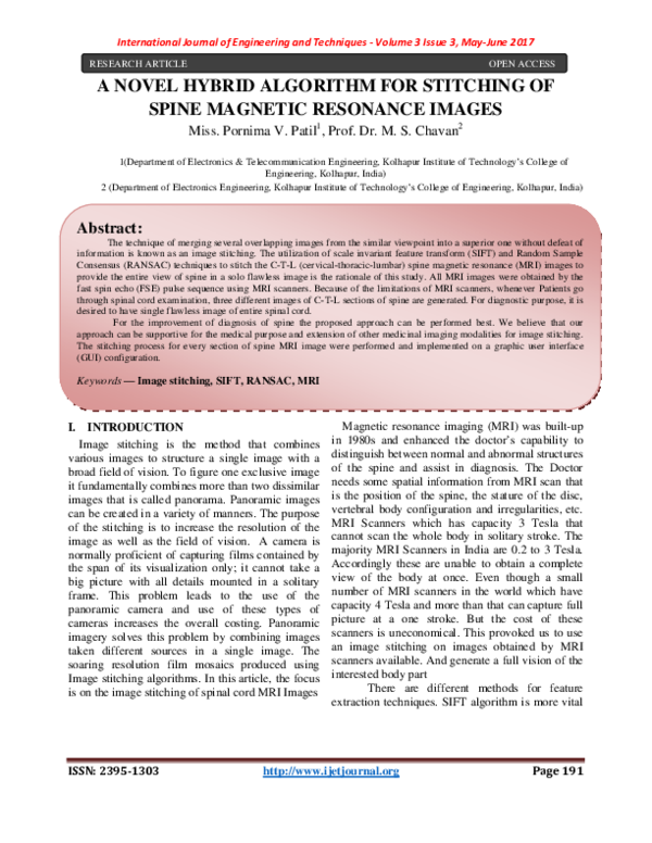 (PDF) A NOVEL HYBRID ALGORITHM FOR STITCHING OF SPINE MAGNETIC ...