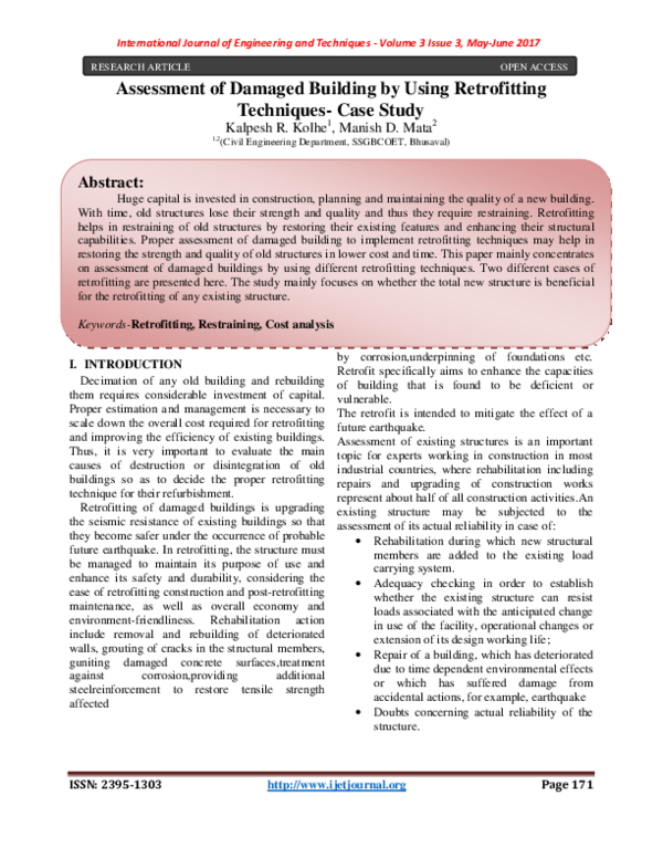 (PDF) Assessment of Damaged Building by Using Retrofitting Techniques ...