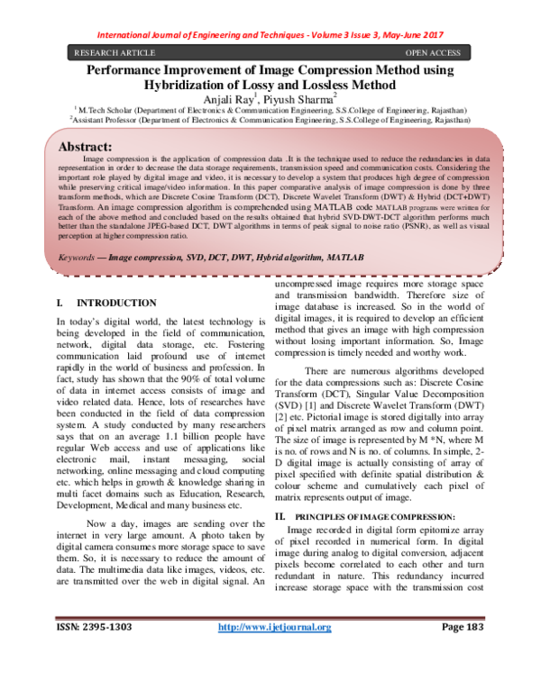 (PDF) Performance Improvement of Image Compression Method using ...
