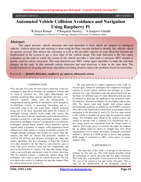 Pdf Automated Vehicle Collision Avoidance And Navigation Using