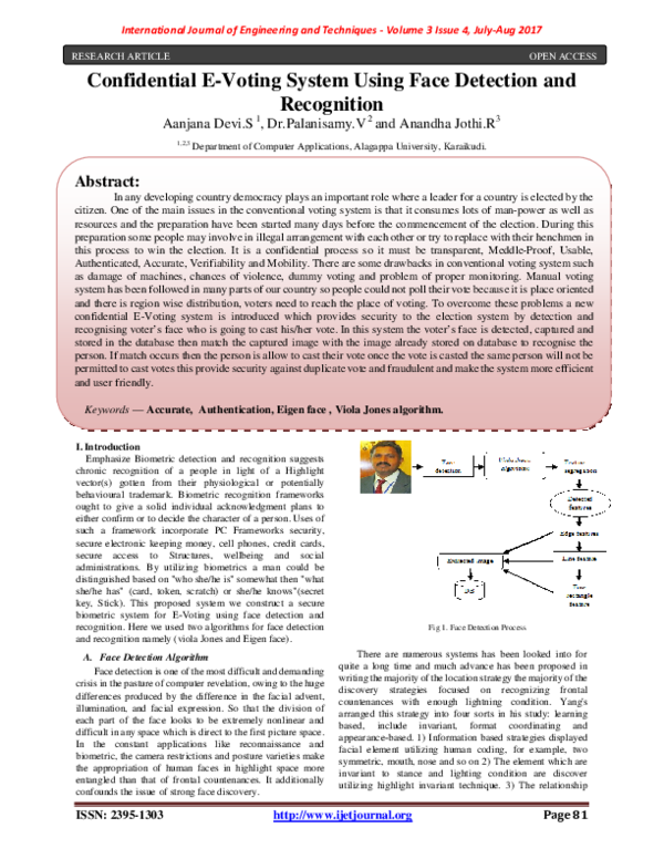 Pdf Confidential E Voting System Using Face Detection And Recognition