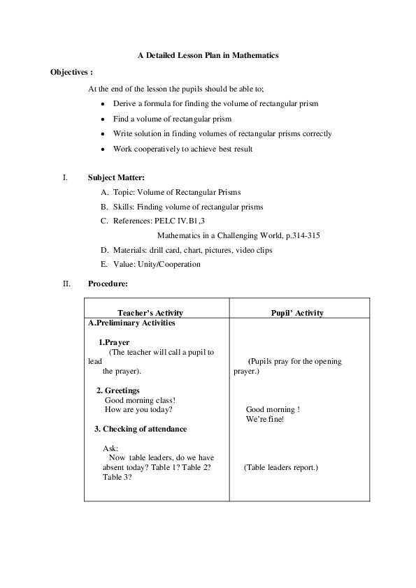 (DOC) A Detailed Lesson Plan in Mathematics