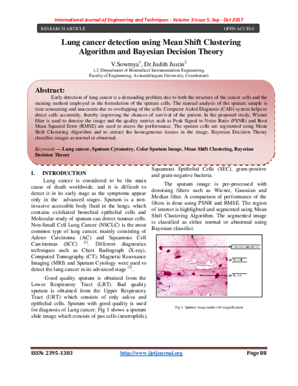 Pdf Lung Cancer Detection Using Mean Shift Clustering Algorithm And Bayesian Decision Theory