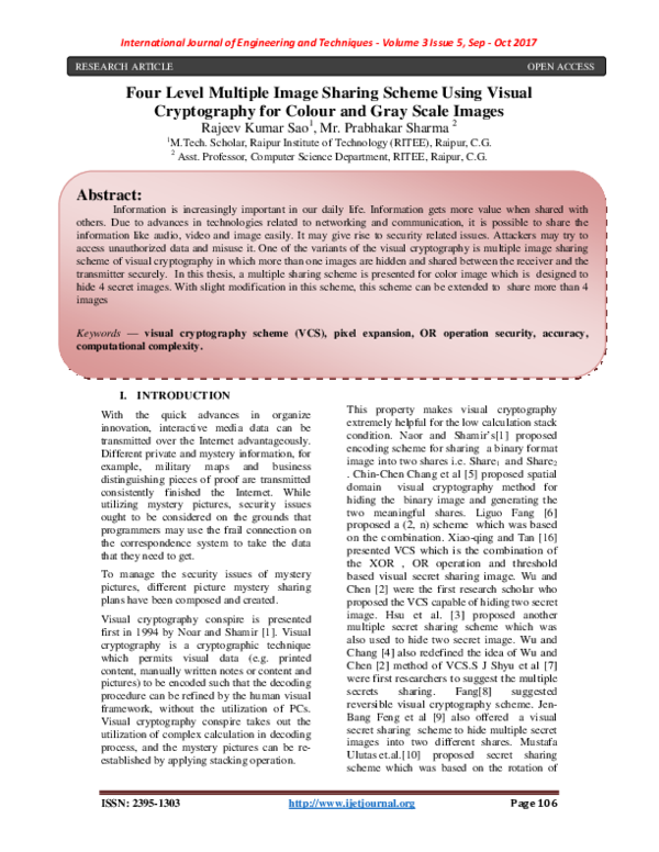 (PDF) Four Level Multiple Image Sharing Scheme Using Visual Cryptography for Colour and Gray ...