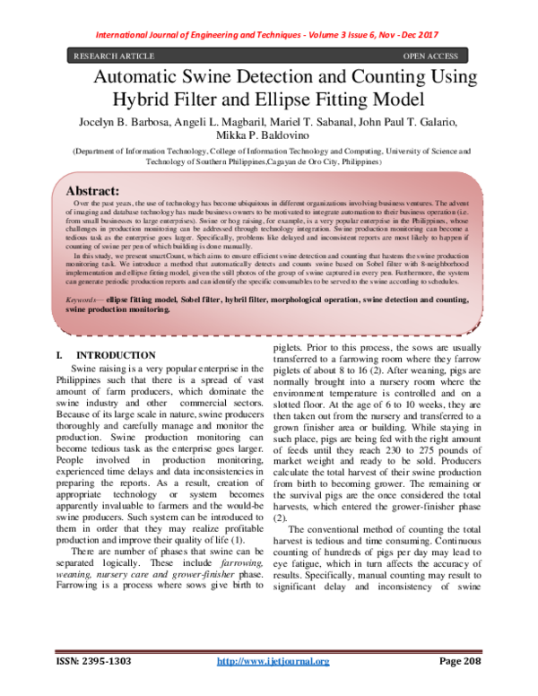 Pdf Automated Swine Detection And Counting Using Hybrid Technologies