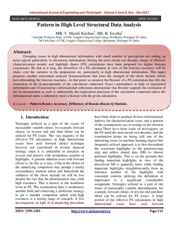 (PDF) Pattern in High Level Structural Data Analysis