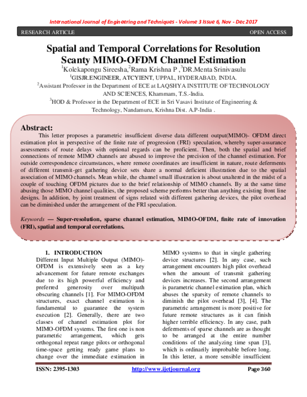 (PDF) Spatial and Temporal Correlations for Resolution Scanty MIMO-OFDM Channel Estimation