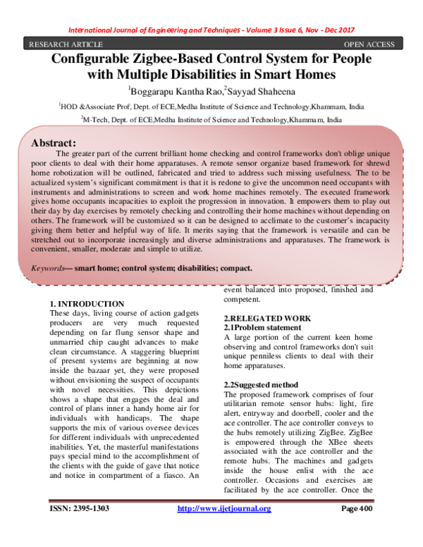 Pdf Configurable Zigbee Based Control System For People With Multiple