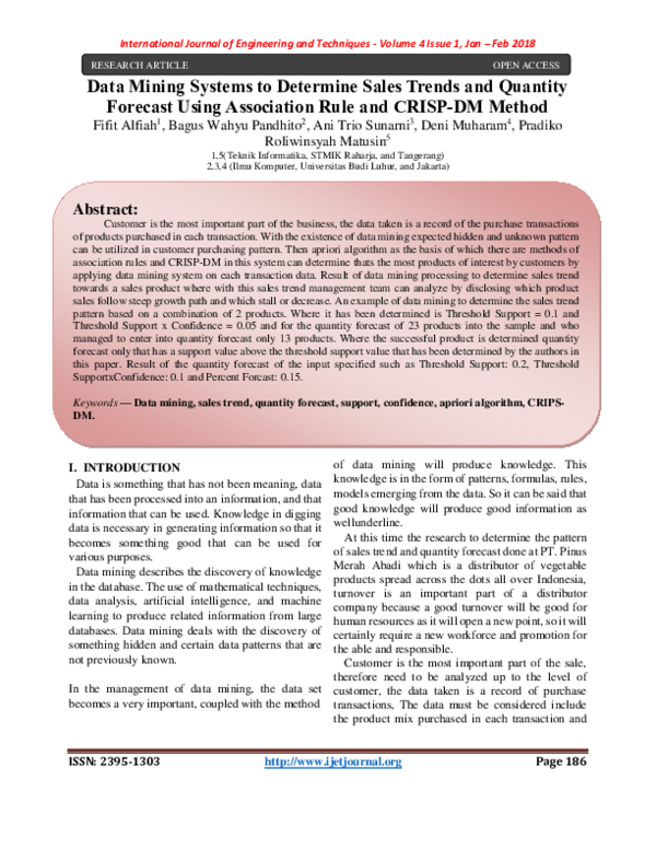 (PDF) Data Mining Systems to Determine Sales Trends and Quantity Forecast Using Association Rule ...