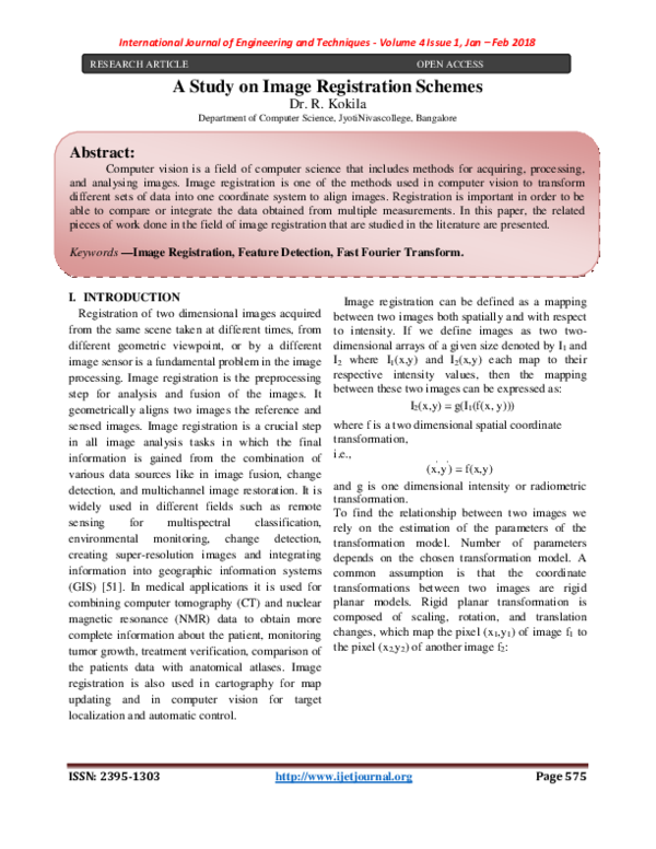 (PDF) A Study on Image Registration Schemes