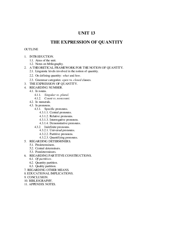(PDF) UNIT 13 THE EXPRESSION OF QUANTITY