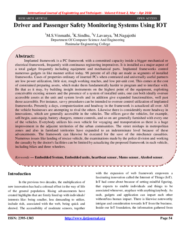 (PDF) Driver and Passenger Safety Monitoring Systems Using IOT
