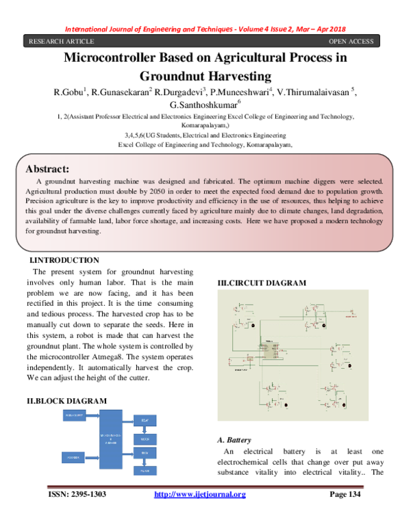 (PDF) Microcontroller Based on Agricultural Process in Groundnut Harvesting