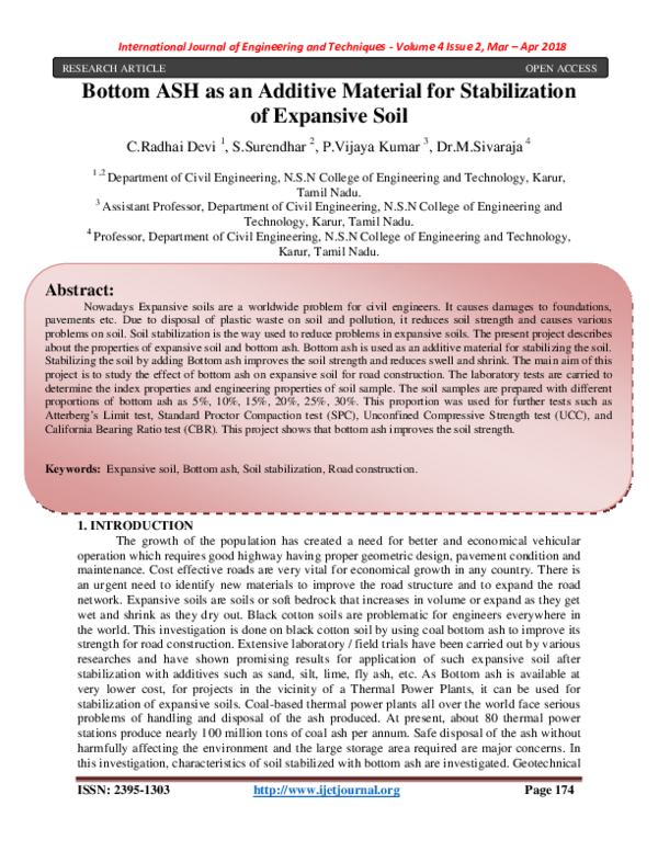 (PDF) Bottom ASH as an Additive Material for Stabilization of Expansive ...