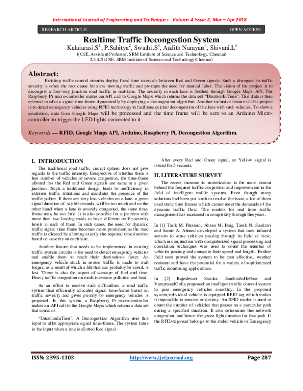 (PDF) Realtime Traffic Decongestion System | International Research ...