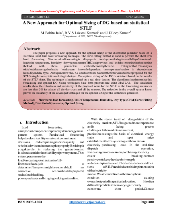 Pdf Optimal Dg Sizing Via Statistical Load Forecasting