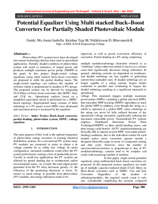 (PDF) Potential Equalizer Using Multi stacked Buck–Boost Converters for Partially Shaded ...