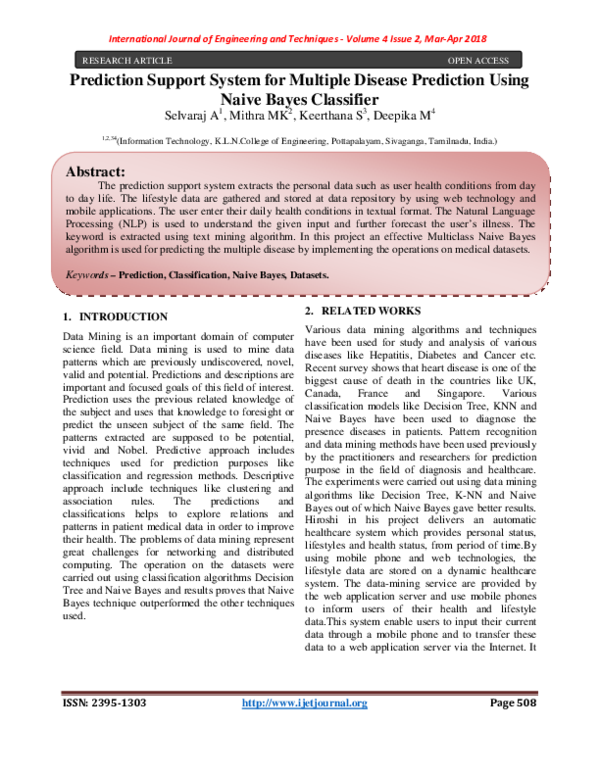 Pdf Prediction Support System For Multiple Disease Prediction Using