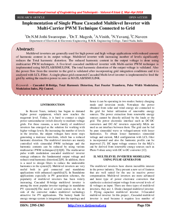 (PDF) Implementation of Single Phase Cascaded Multilevel Inverter with Multi-Carrier PWM ...