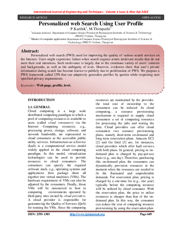 (PDF) Personalized web Search Using User Profile | International ...