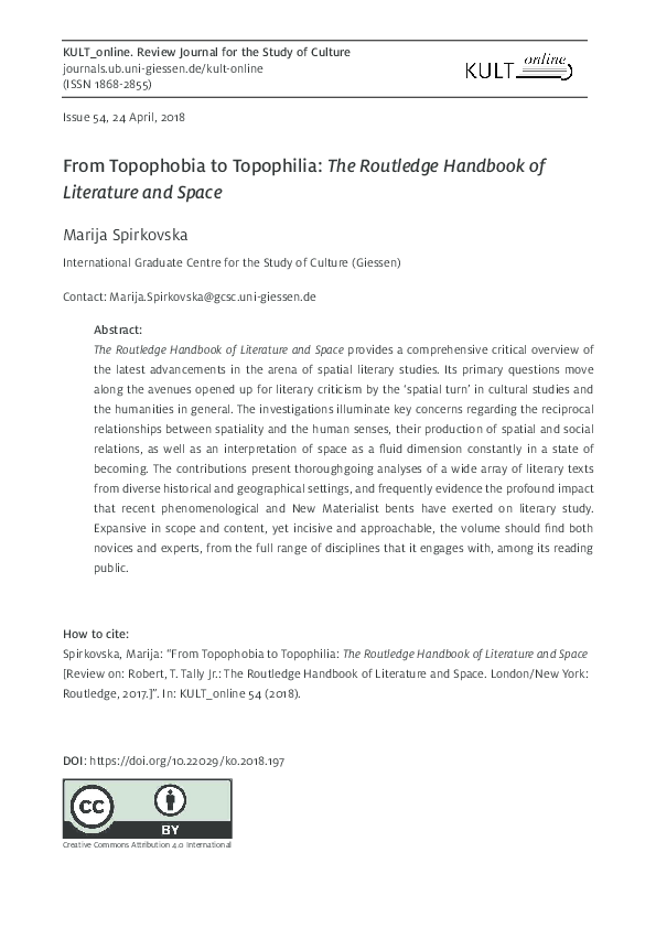 (PDF) From Topophobia to Topophilia: The Routledge Handbook of ...