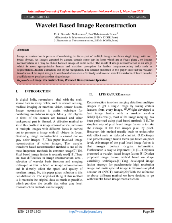 Pdf Wavelet Based Image Reconstruction
