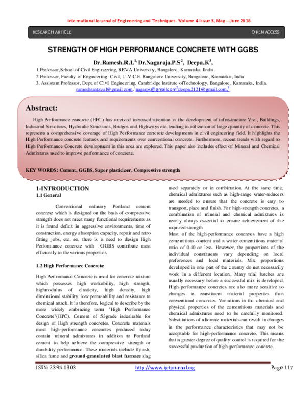 (PDF) STRENGTH OF HIGH PERFORMANCE CONCRETE WITH GGBS