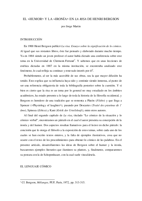 (PDF) EL HUMOR Y LA IRONÍA EN LA RISA DE BERGSON.pdf