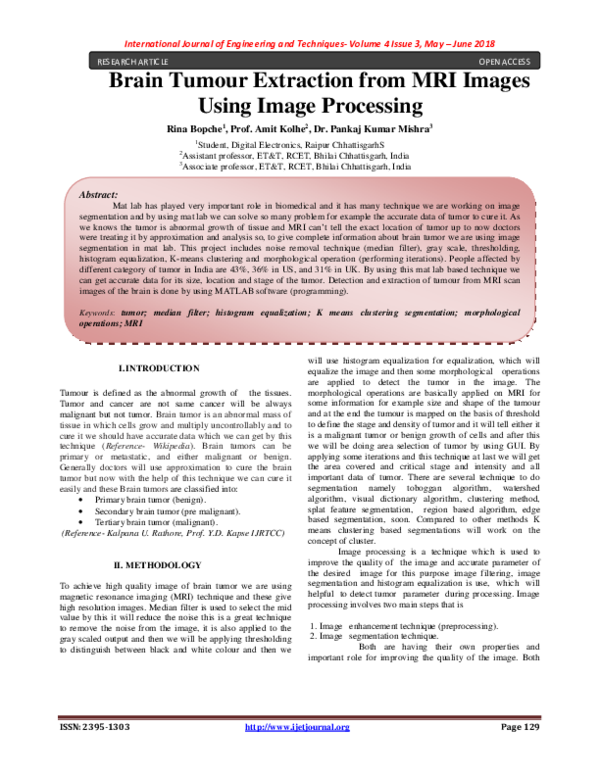 (PDF) Brain Tumour Extraction from MRI Images Using Image Processing