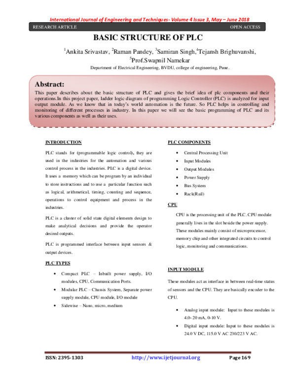 (PDF) BASIC STRUCTURE OF PLC