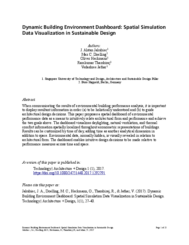 Pdf Dynamic Building Environment Dashboard Spatial Simulation Data