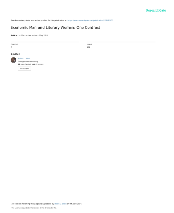 (PDF) Economic Man and Literary Woman: One Contrast