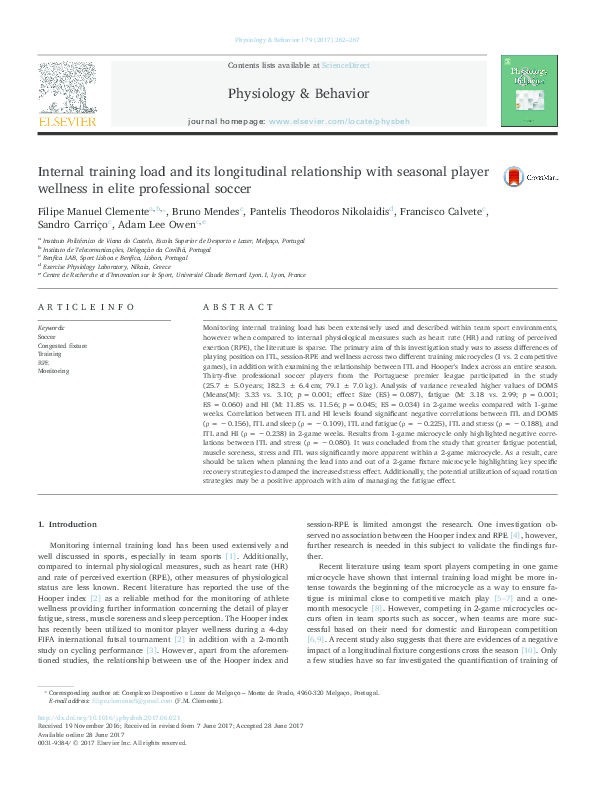 (PDF) Internal training load and its longitudinal relationship with ...