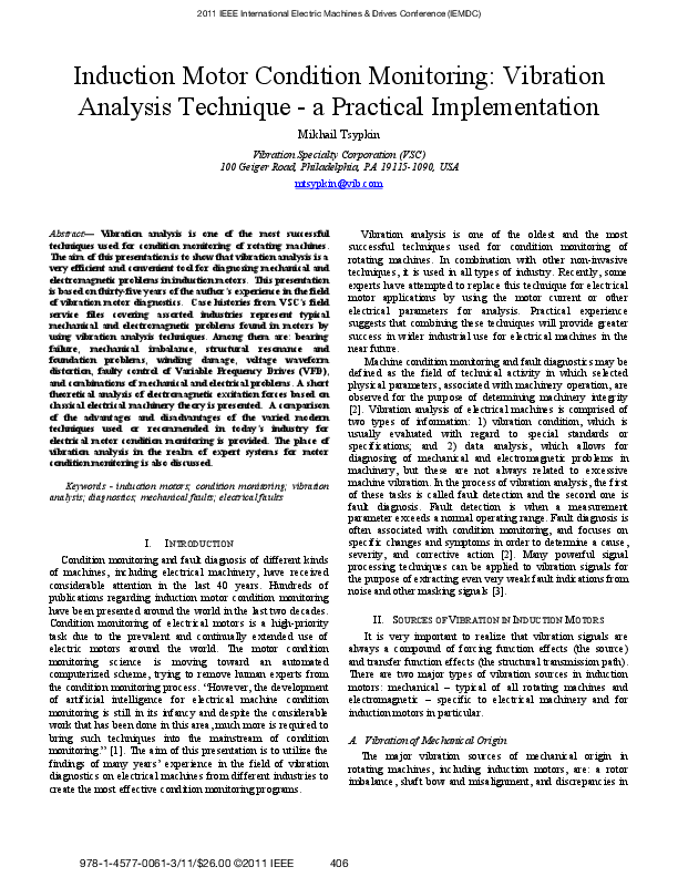 Pdf Induction Motor Condition Monitoring Vibration Analysis